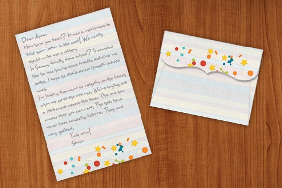 Printable Confetti Writing Paper With Envelope Stationery for | Etsy