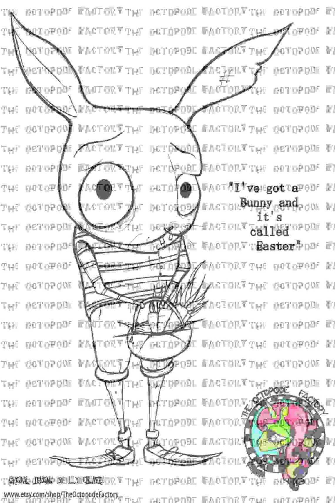 INSTANT DOWNLOAD Easter Bunny Digital Stamp Image - Etsy