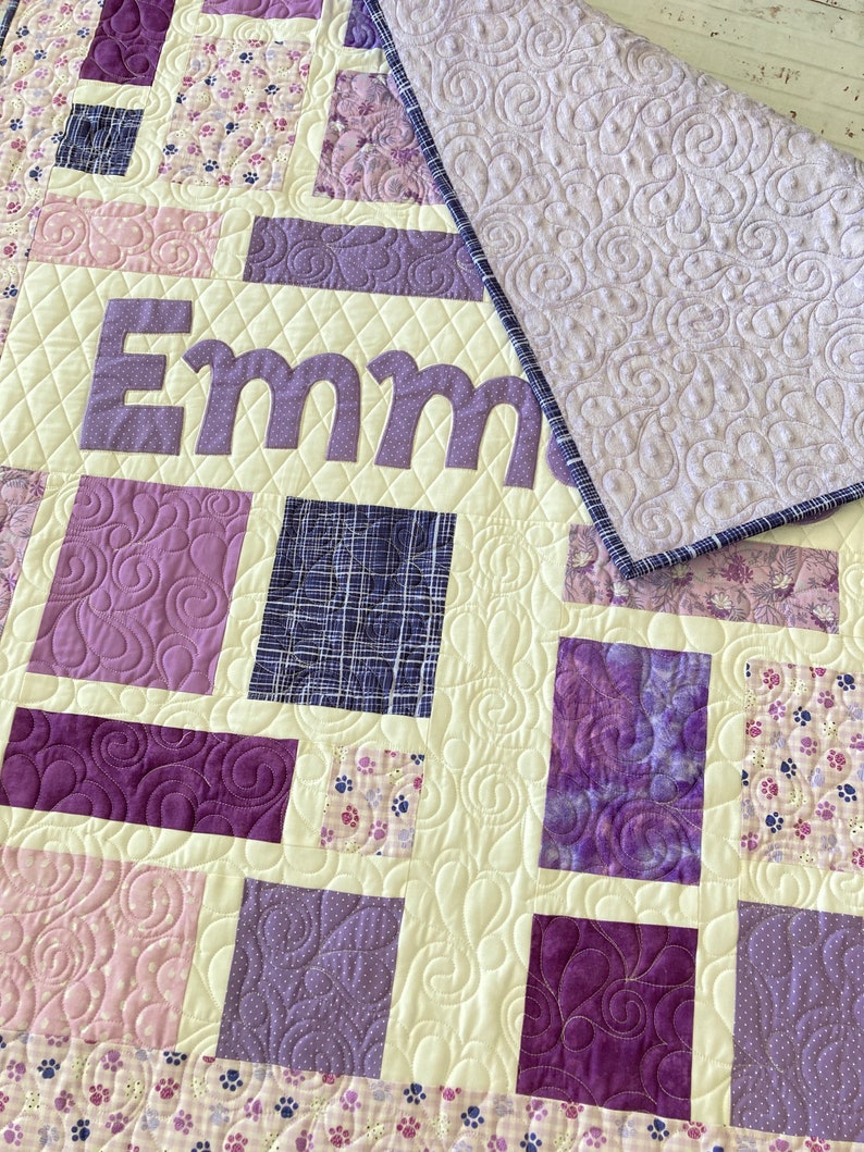 Personalized Baby Quilt: Applique Name, Custom Colors (40x44) - Etsy