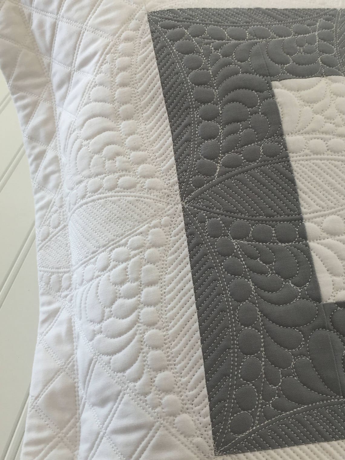 Quilted Pillow Gray White Pillow With Flange Home Decoration | Etsy