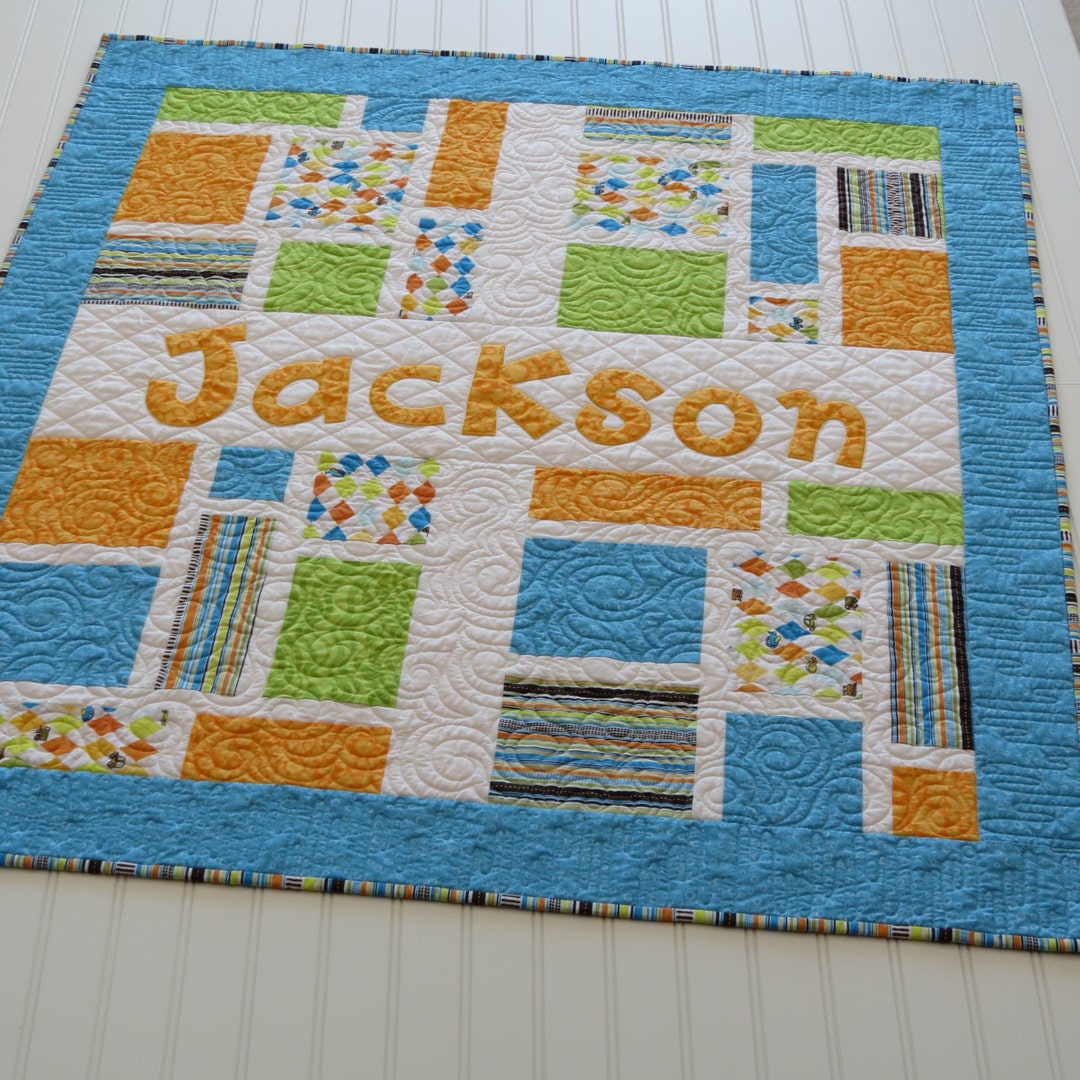 Made-to-order, Personalized Baby Quilt With Name Applique Fabric ...