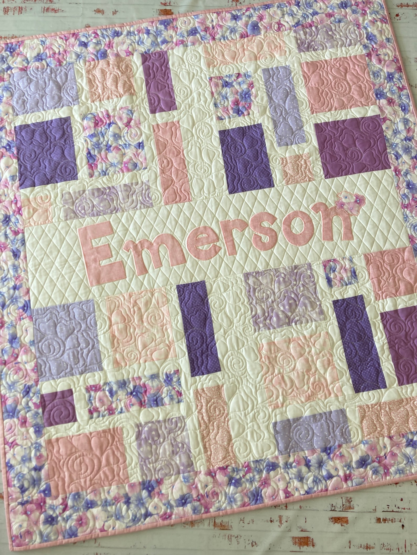 Personalized Baby Quilt: Applique Name, Custom Colors (40x44) - Etsy