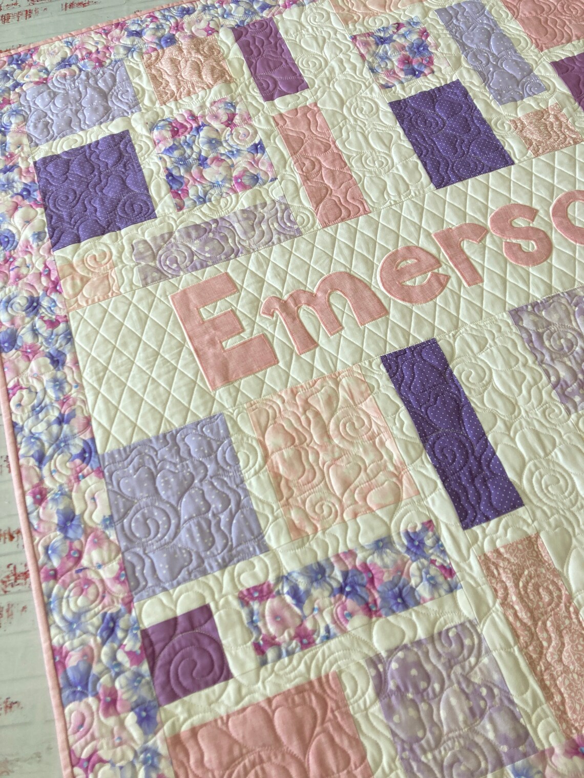 Personalized Baby Quilt: Applique Name, Custom Colors (40x44) - Etsy