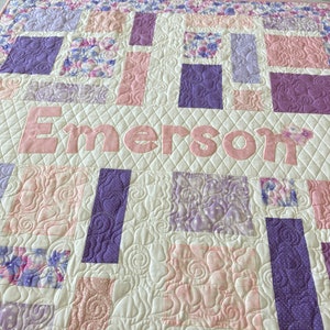 Personalized Baby Quilt: Applique Name, Custom Colors (40x44) - Etsy