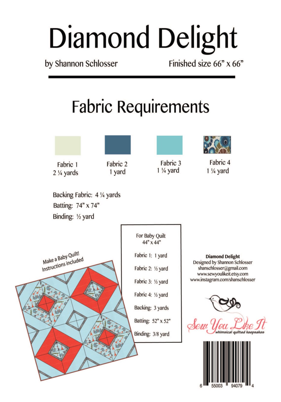 PDF Quilt PATTERN Instant Download Diamond Delight by Sew You | Etsy