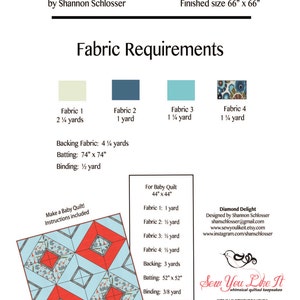 PDF Quilt PATTERN Instant Download Diamond Delight by Sew You Like It ...