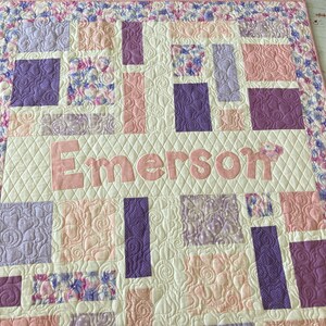 Personalized Baby Quilt: Applique Name, Custom Colors (40x44) - Etsy
