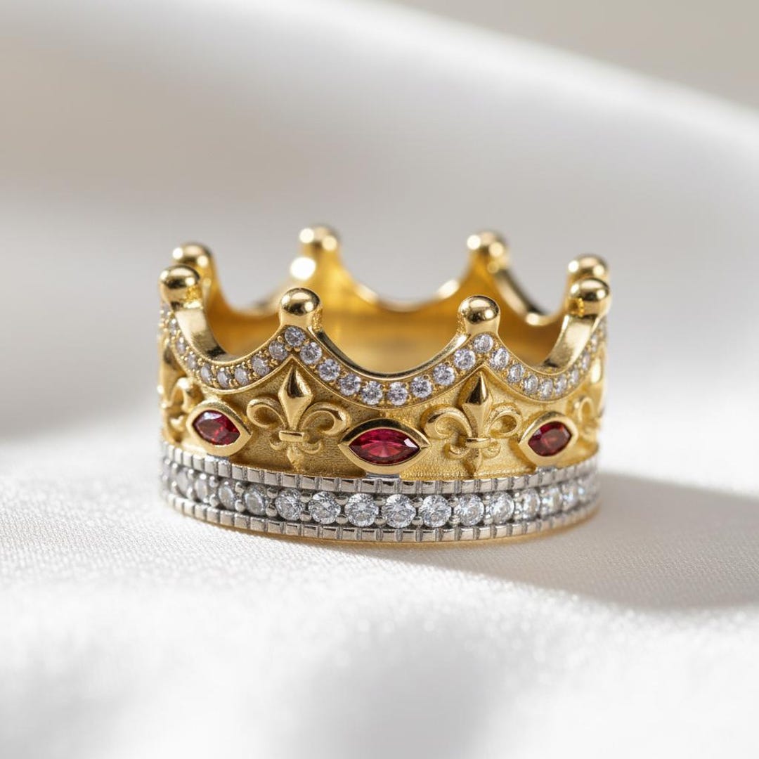 Gold Ring, Diamond Ring, Crown Ring for Women, Elegant Tiara Ring ...
