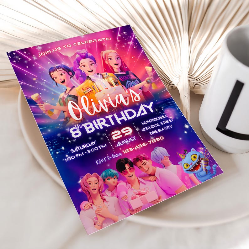 Editable Kpop Demon Hunter Invitation, K-drama Birthday Party, Digital ...