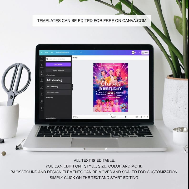 Editable Kpop Demon Hunter Invitation, K-drama Birthday Party, Digital ...