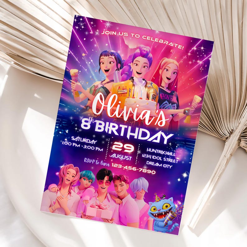 Editable Kpop Demon Hunter Invitation, K-drama Birthday Party, Digital ...
