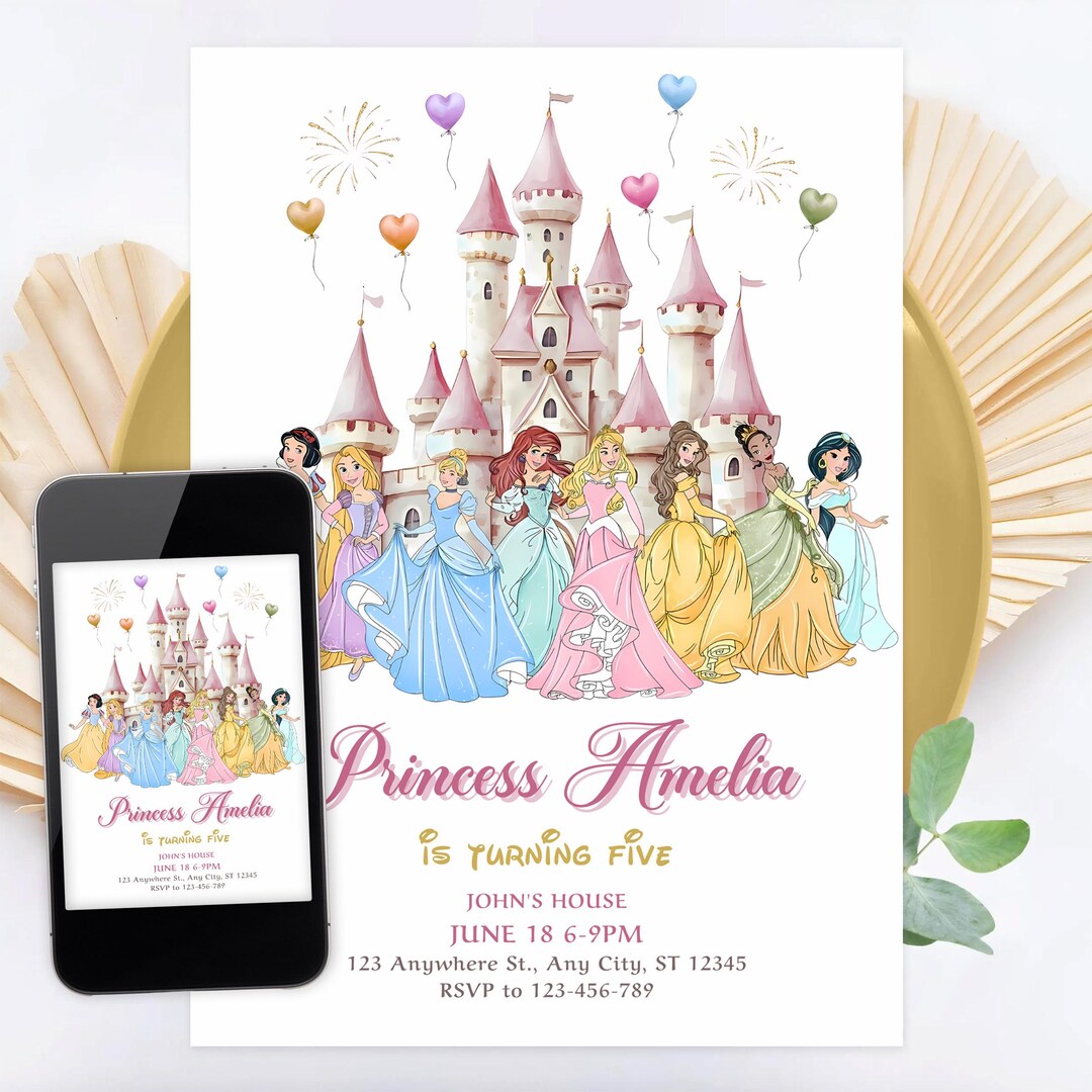 Princess Birthday Invitation, Royal Party Theme Princess Magical ...