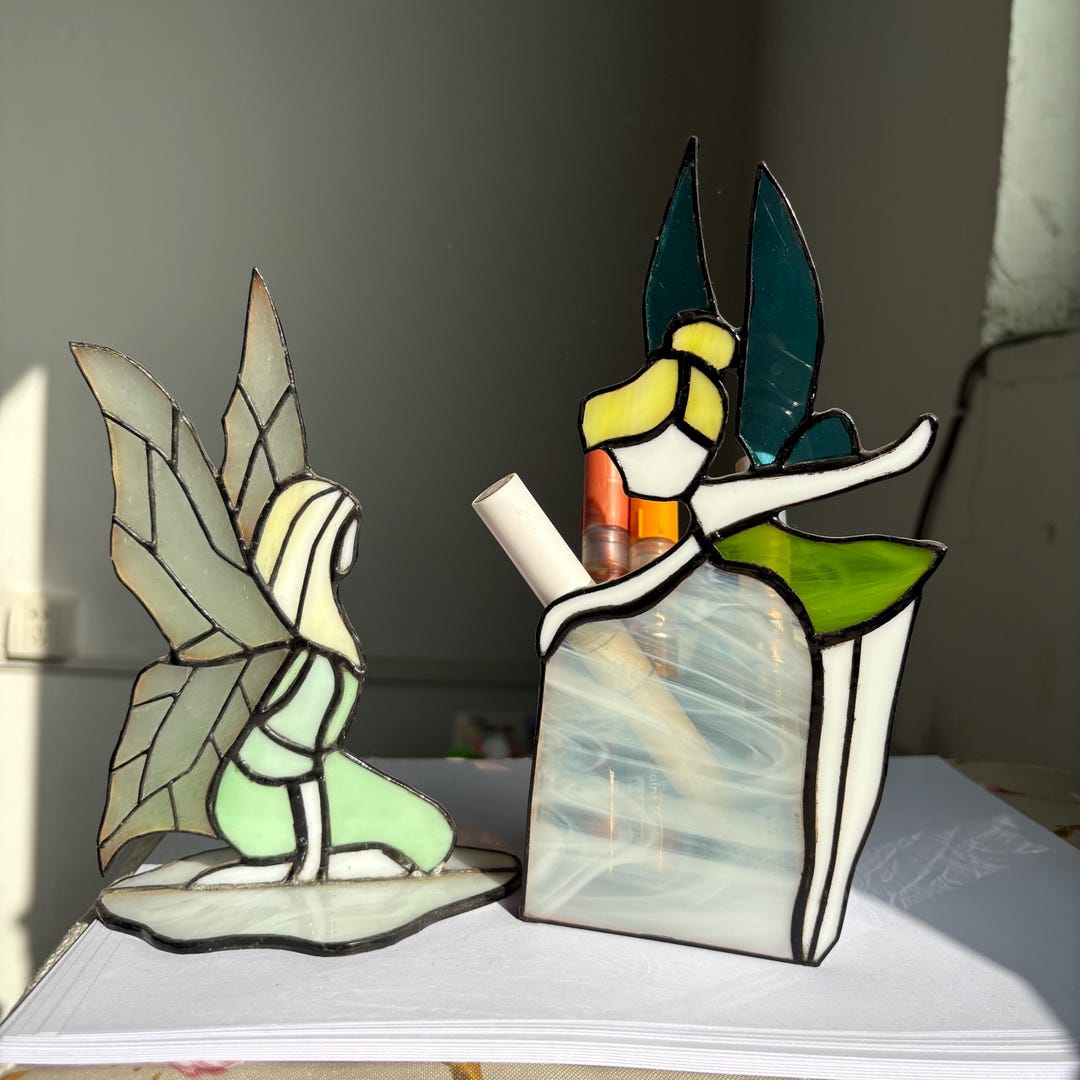 Stained Glass Elf Ornament and Elf Pen Holder - Etsy