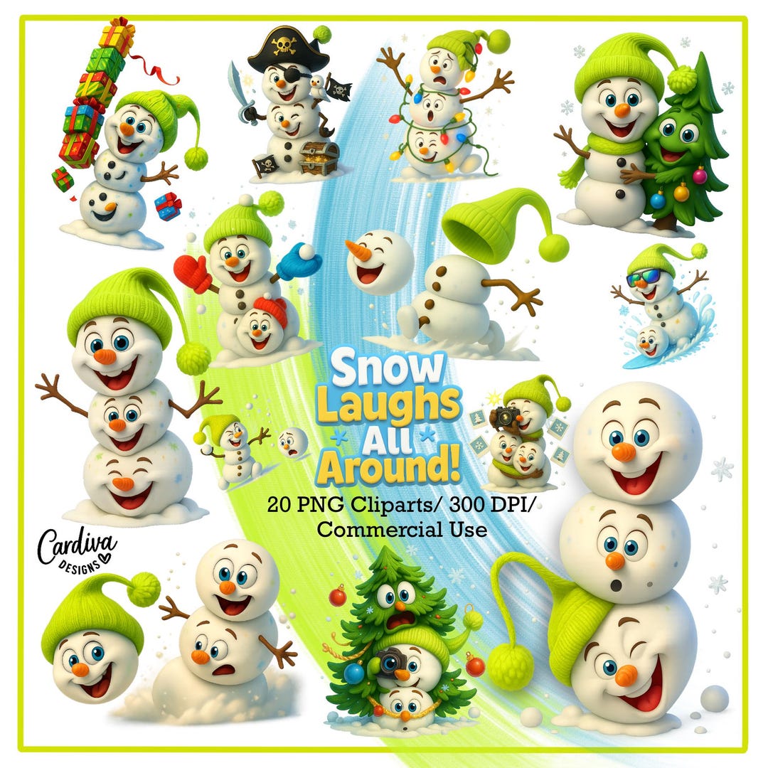 Snowman Clipart Bundle/cute Winter Pngs/funny Christmas Cliparts ...