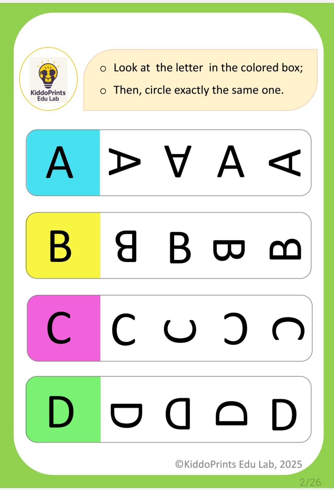 Alphabet Match Worksheet | Visual Discrimination Letter Recognition ...