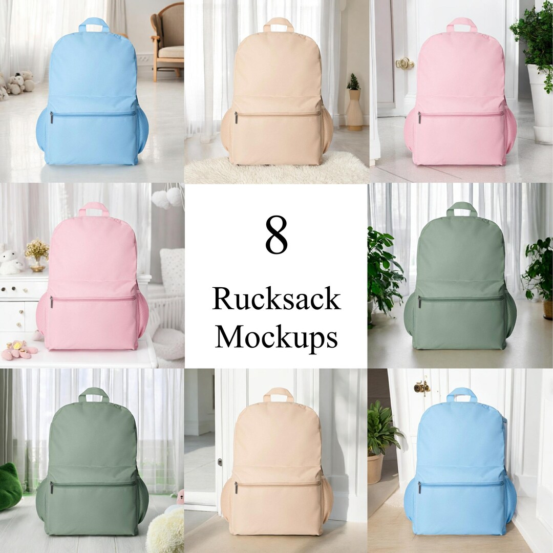 8 Backpack Mockups JPG | Editable Rucksack Digital Product Photo ...