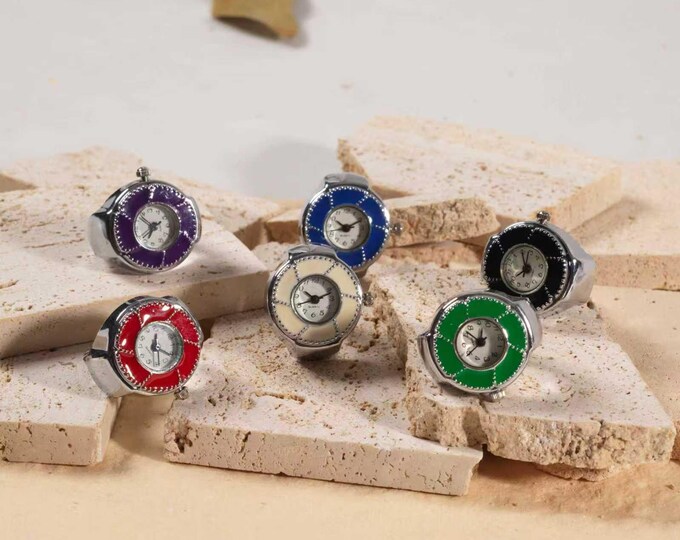 Vintage Punk Finger Watch Set-watch Ring for Men Women-mini Elastic ...