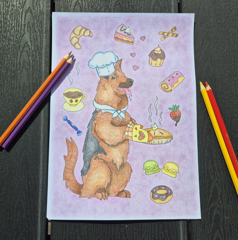 Printable Dog Coloring Pages, A4 PDF Files, Hand Drawn Animal Coloring ...