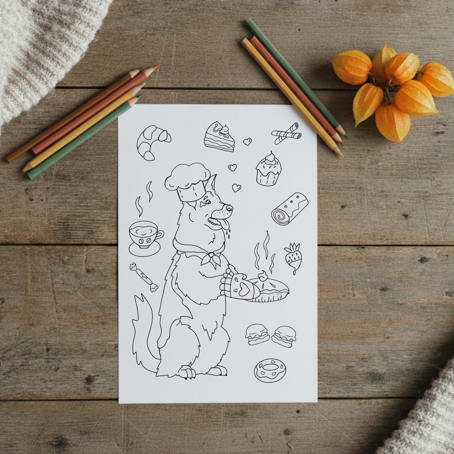 Printable Dog Coloring Pages, A4 PDF Files, Hand Drawn Animal Coloring ...