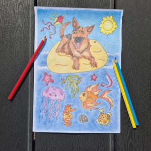 Printable Dog Coloring Pages, A4 PDF Files, Hand Drawn Animal Coloring ...