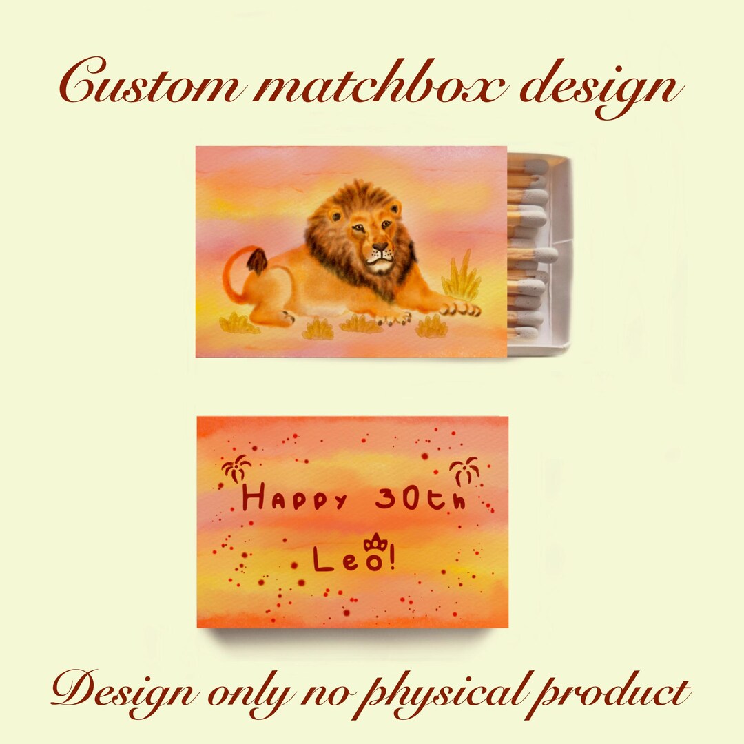 Personalized Watercolor Animal Matchbox Design: Custom Favor Printable ...