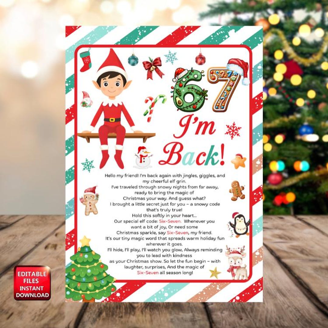 Elf Arrival Letter, Six Seven Meme, Printable (digital Download) - Etsy