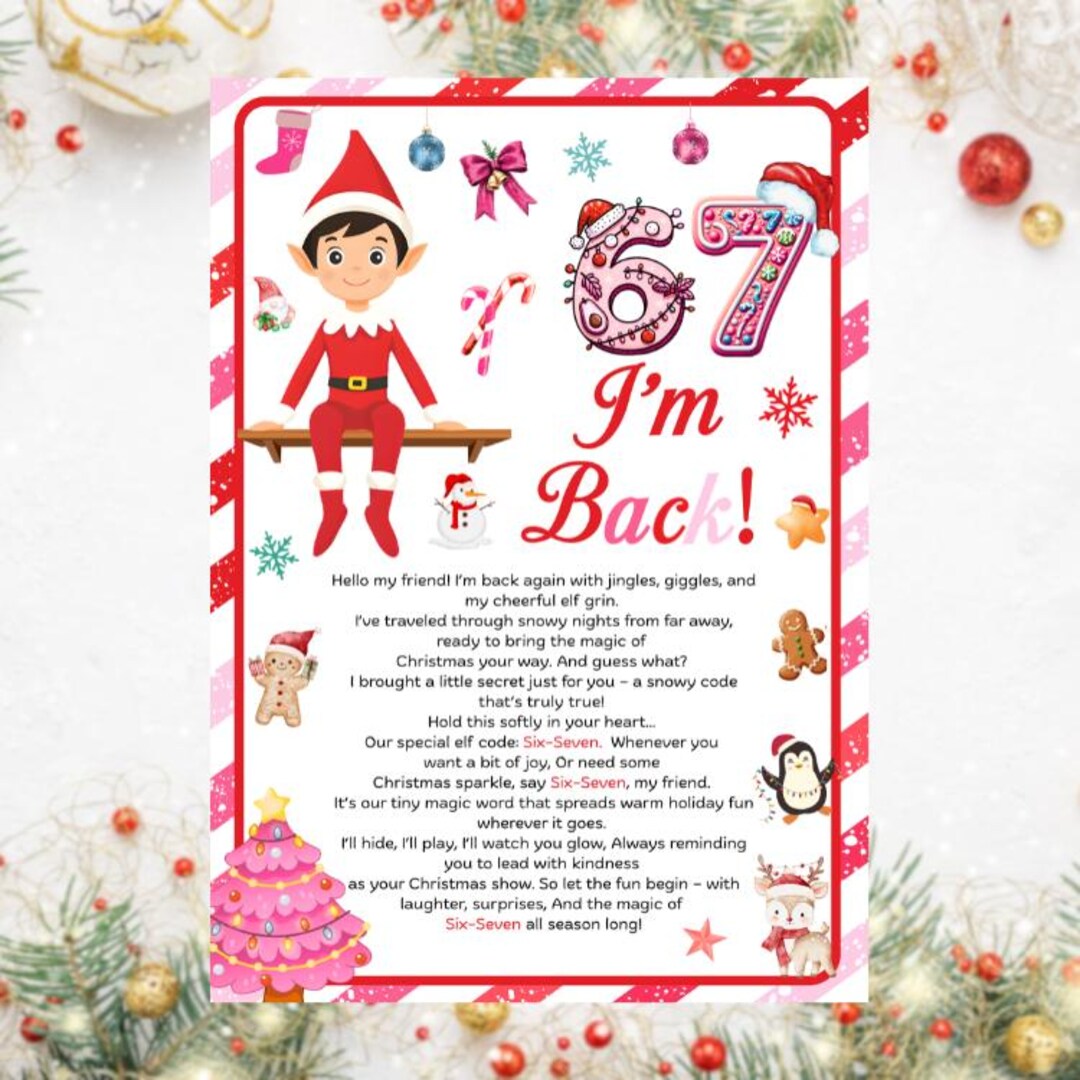 Elf Arrival Letter, Six Seven Meme, Printable (digital Download) - Etsy