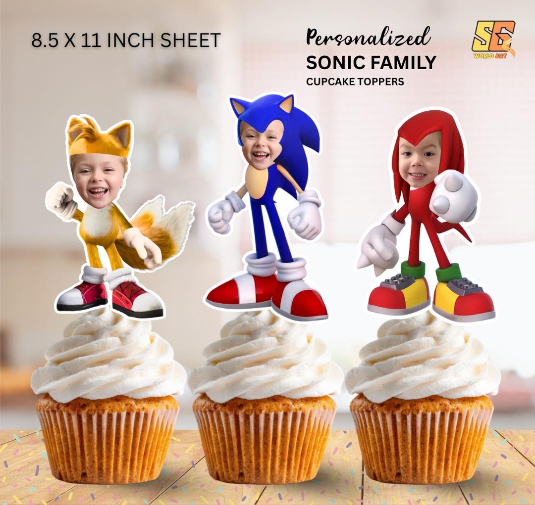 Sonic the Hedgehog and Family Personalized Face Cupcake Toppers ...