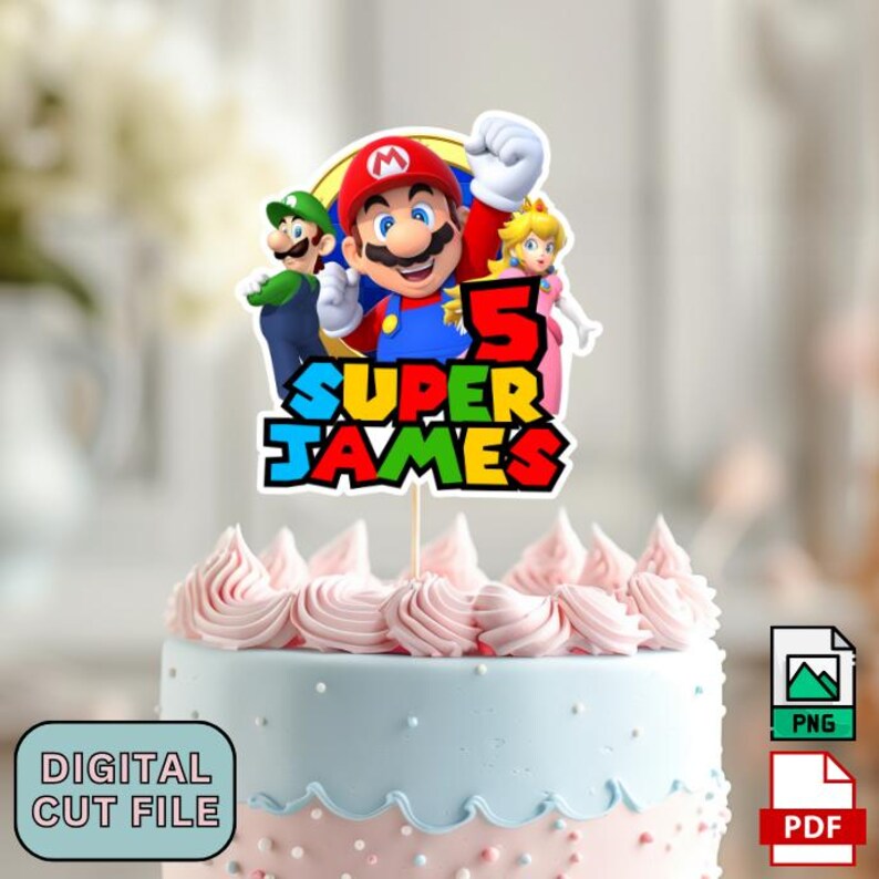 Printable Mario Bros Cake Topper, Mario Birthday Party Cake Topper ...