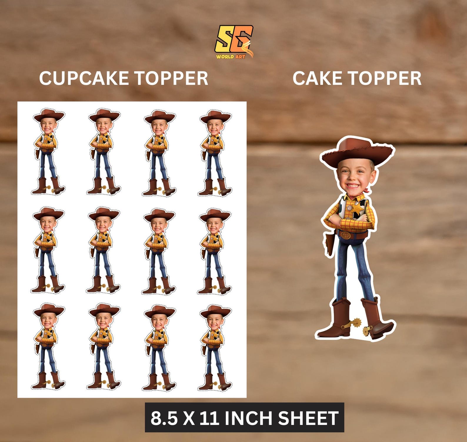 Set of 2 Personalized Toy Story Buzz and Woody Face Cupcake Toppers ...