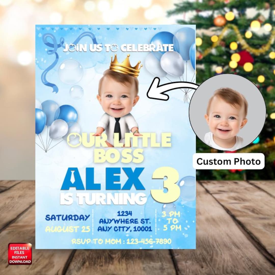 Editable Baby Boss Boy Birthday Invitation | Boss Baby Party Invitation ...