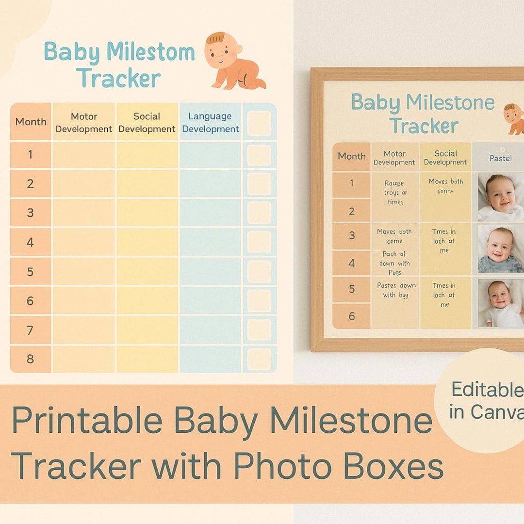 Baby Milestone Tracker | Printable Growth Chart | Photo Boxes ...