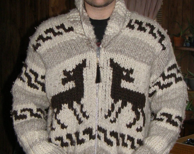Genuine Salish COWICHAN Indian SWEATER -hand Knit Heavy Bulky Cardigan ...