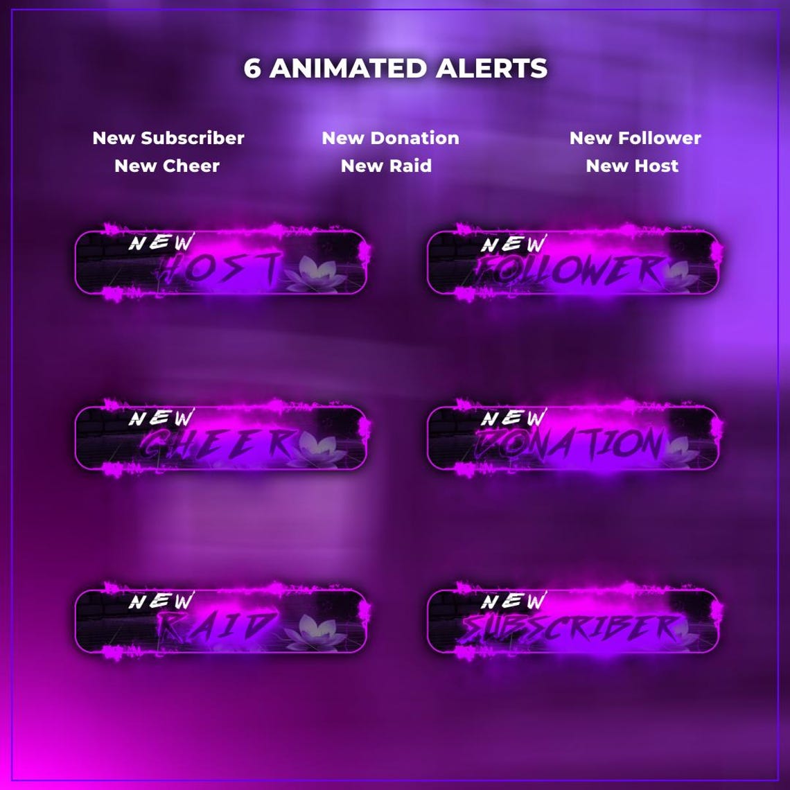 Purple Neon Animated Twitch Alerts | Stream Overlay, Webm Files - Etsy