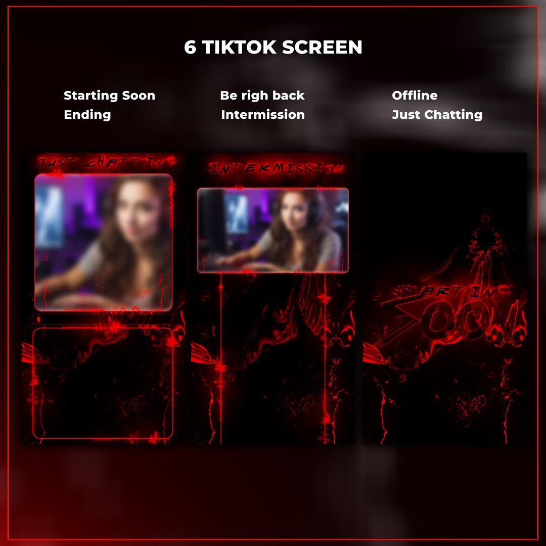 Red Neon Vertical Stream Screens – 6 Animated Tiktok Layouts | Starting ...