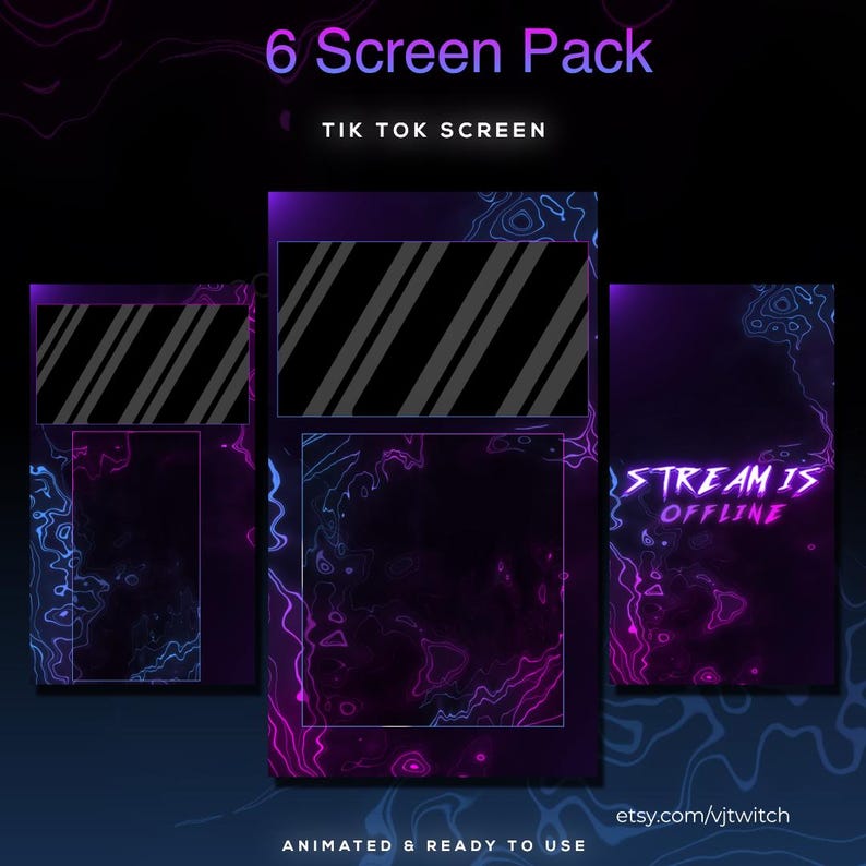 Neon Energy Animated Tiktok Screens | Vertical Stream Pack for Mobile ...