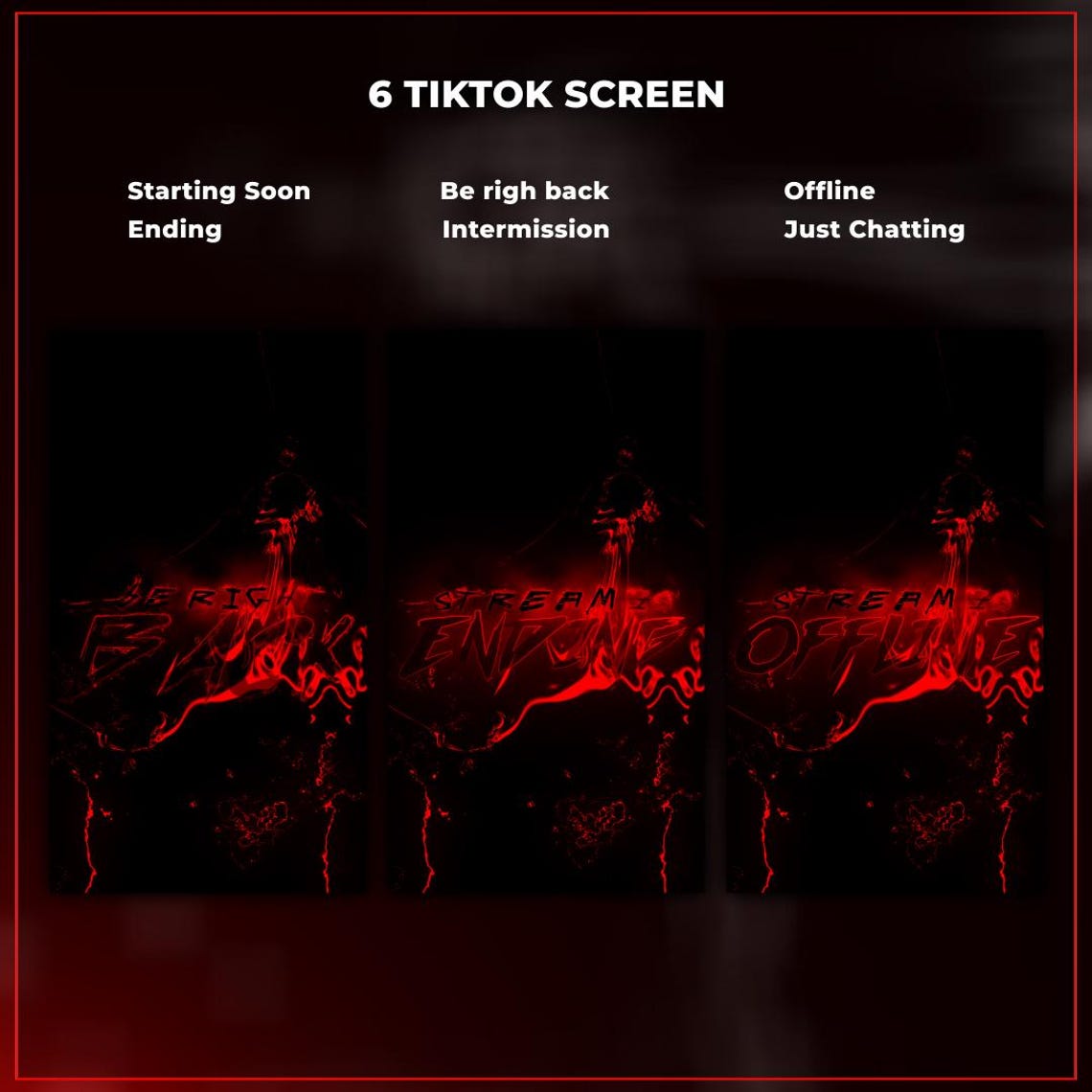 Red Neon Animated Tiktok Stream Overlays | Vertical Layouts for Mobile ...