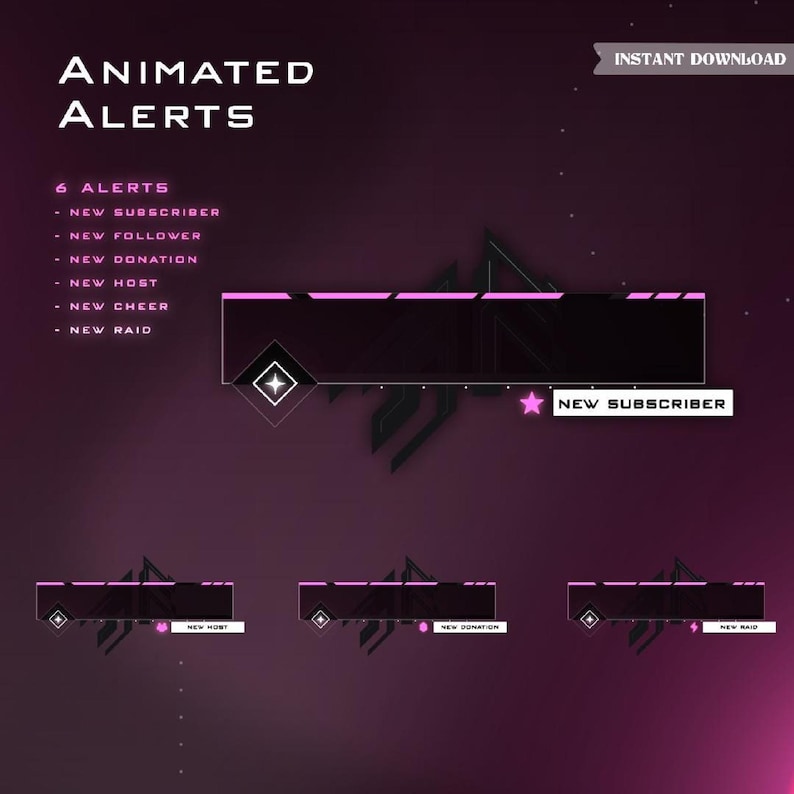 Cyberpunk Pink Stream Kit Overlay for Twitch & Youtube | Neon ...