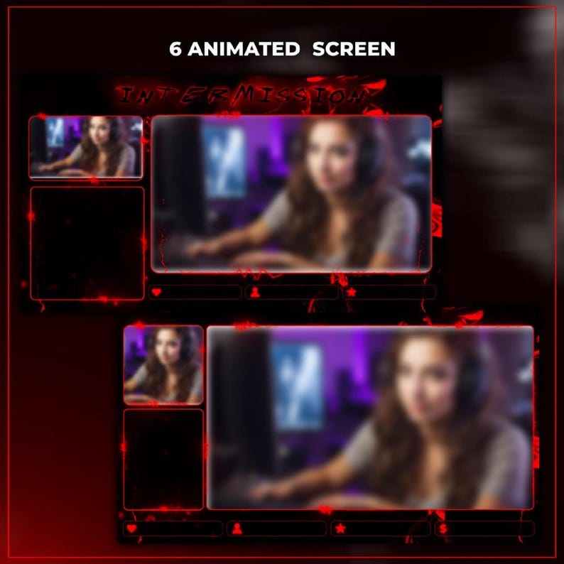 Stream Overlay Red Pack: Animated Neon Twitch Panels, Alerts, Banners ...