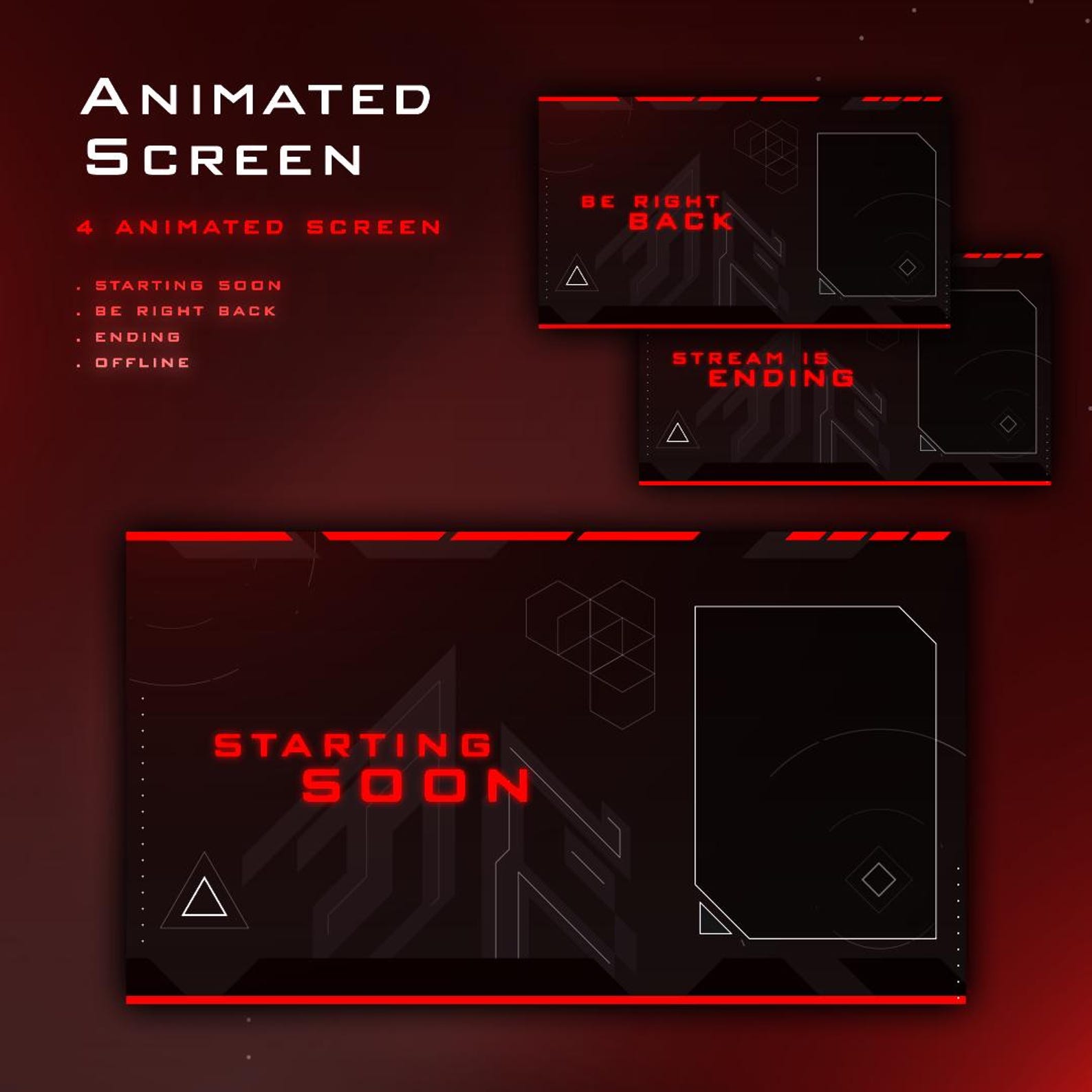 Cyberpunk Animated Twitch Overlays | 6 Dark Red Screens for Twitch ...