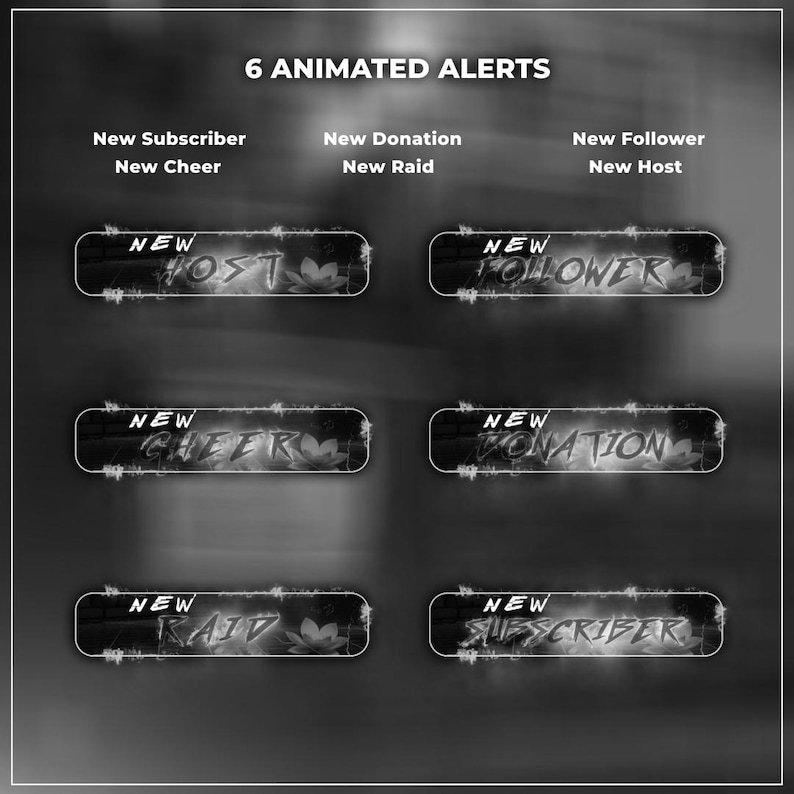 Black & White Animated Stream Alerts | Minimalist Twitch Overlays for ...