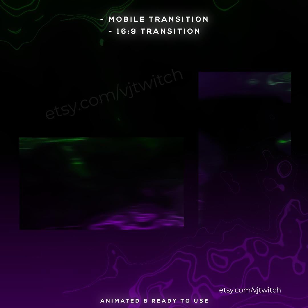 Animated Twitch Overlay Package Purple and Green Neon | Full Stream ...