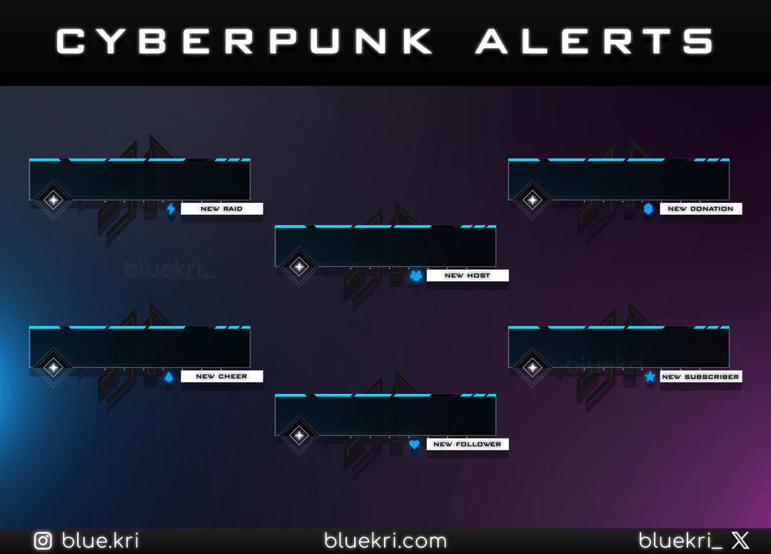 Cyberpunk Stream Alerts | Animated Twitch Notifications Pack for OBS ...