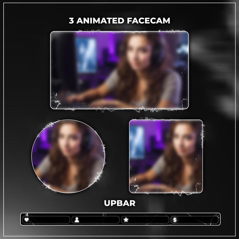 Black and White Cyber Animated Stream Overlay Pack | OBS Streamlabs ...