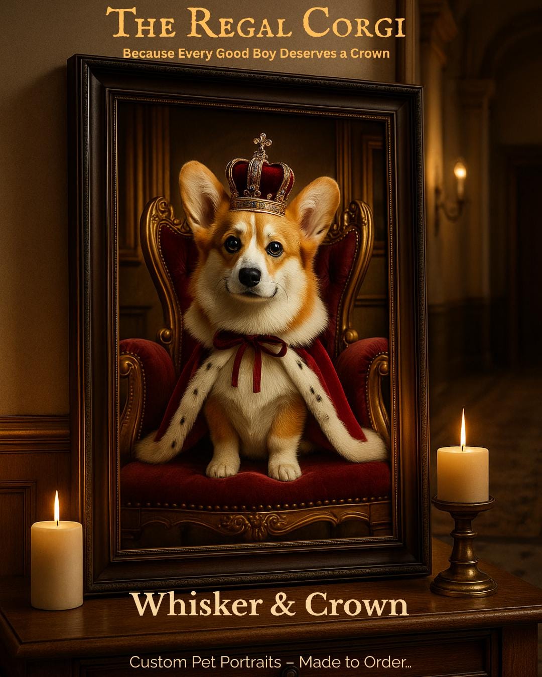 The Regal Corgi – Custom Royal Pet Portrait | Corgi Digital Wall Art ...
