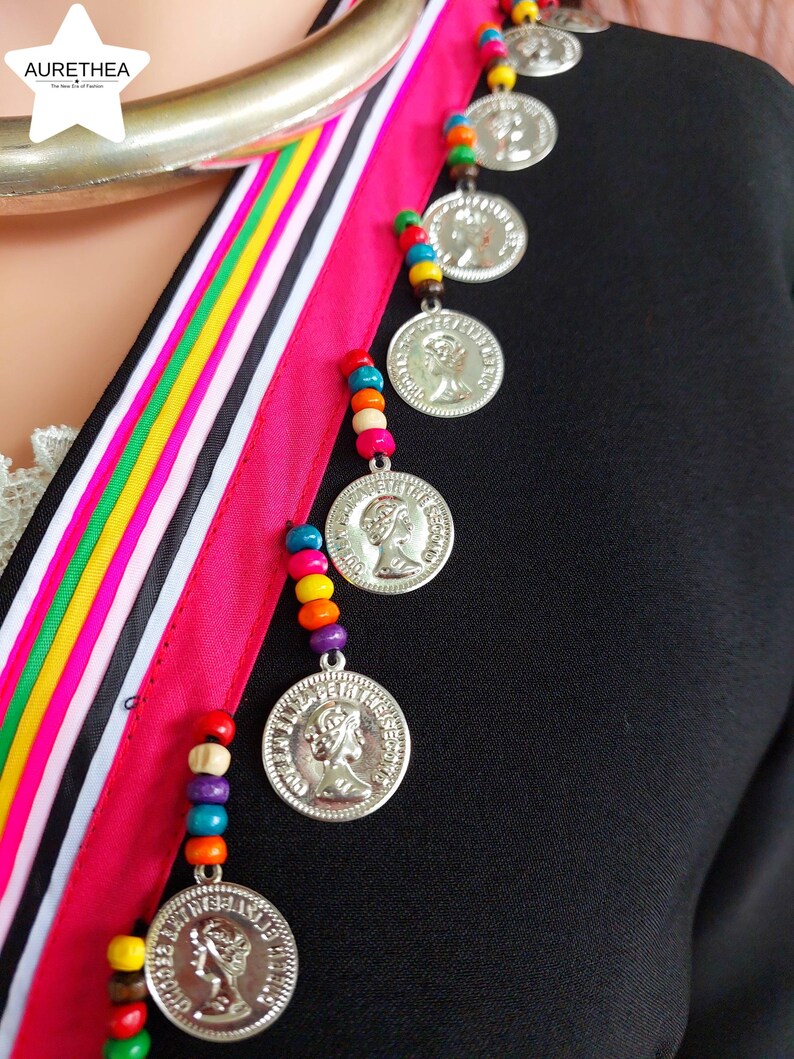 Hand-embroidered Hmong Hanako Jacket: Silver Coin Trim, Boho Festival ...