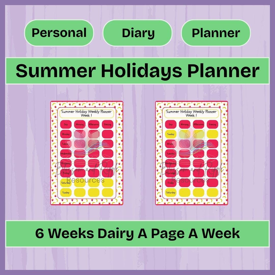 Children's Six-week Holiday Activity Organizer and Planner - Etsy