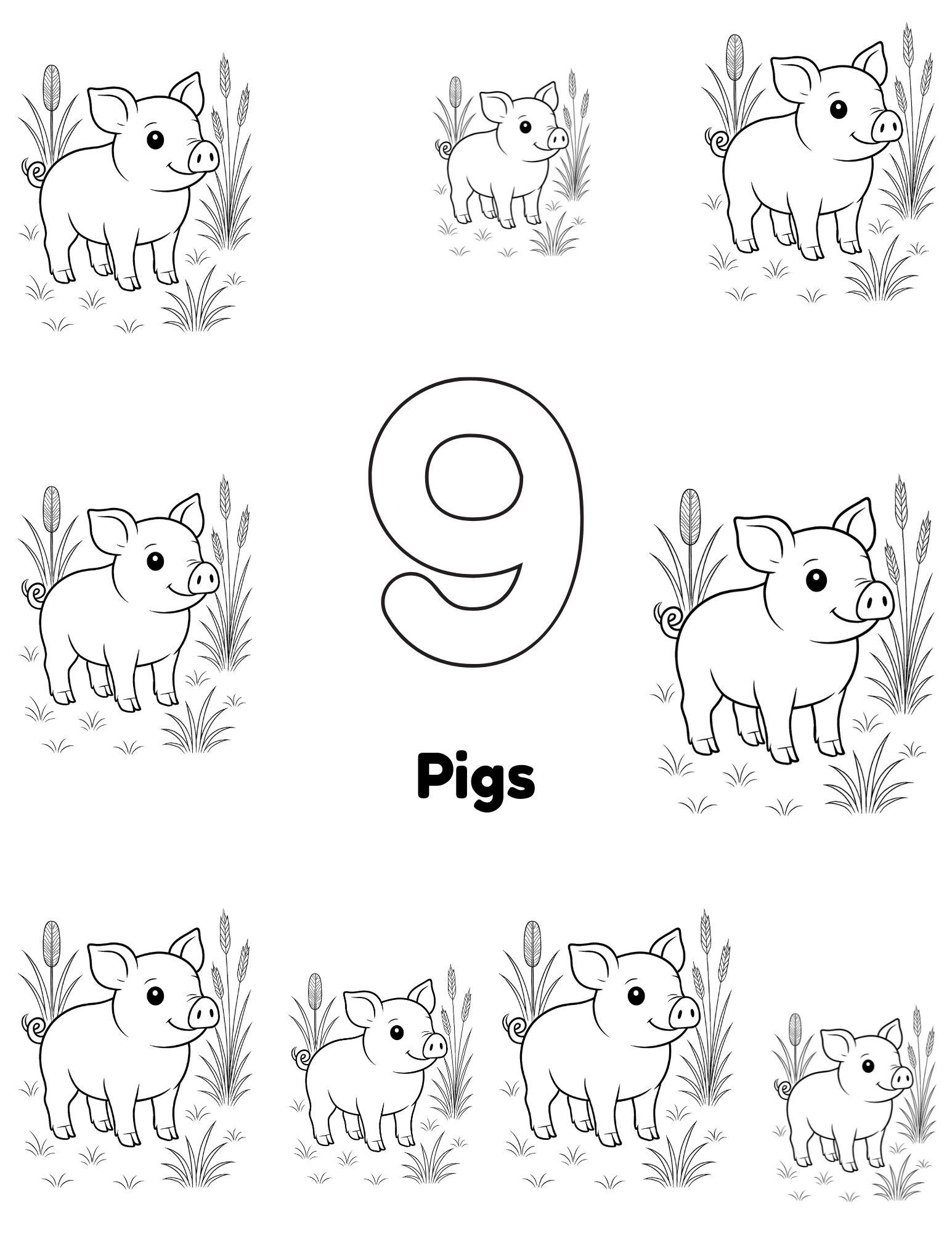 Farm Animals Coloring Pages | Numbers 1-10 Learning Printable | Toddler ...