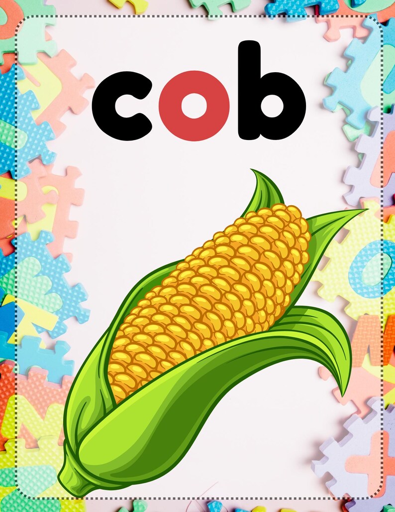 A4 Sizes Printable CVC Short O in Colorful Photos and Words - Etsy