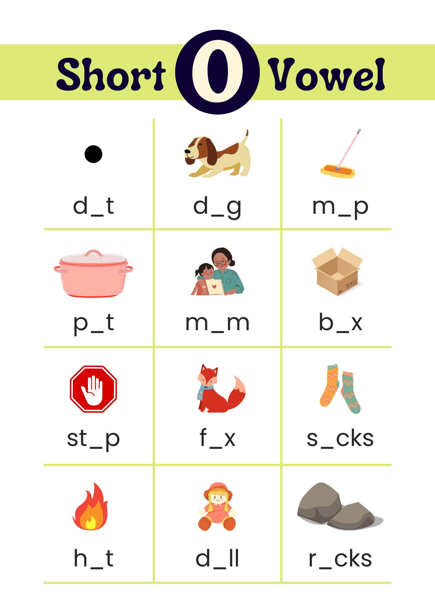 Short AEIOU Vowel Early Literacy English Worksheet in Illustrative ...